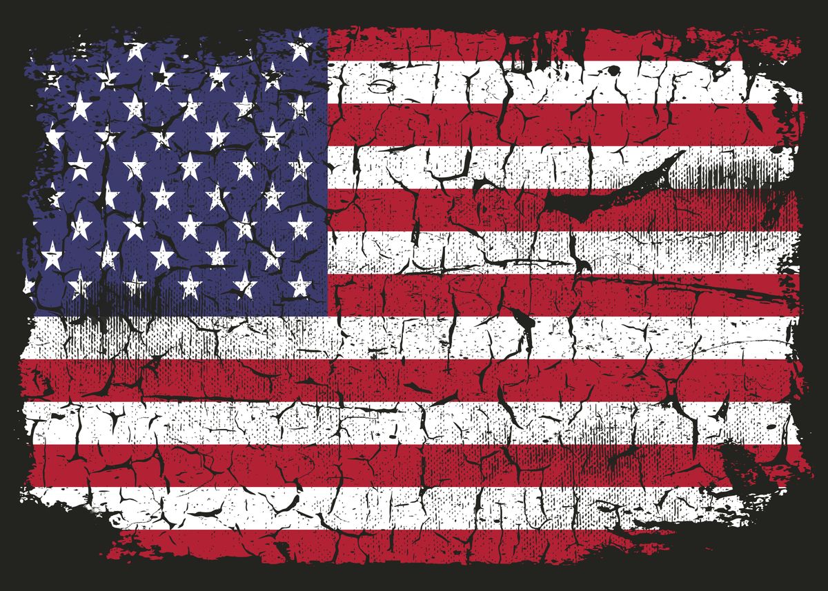 'US Flag Dusted Cracked' Poster, picture, metal print, paint by Arts N ...