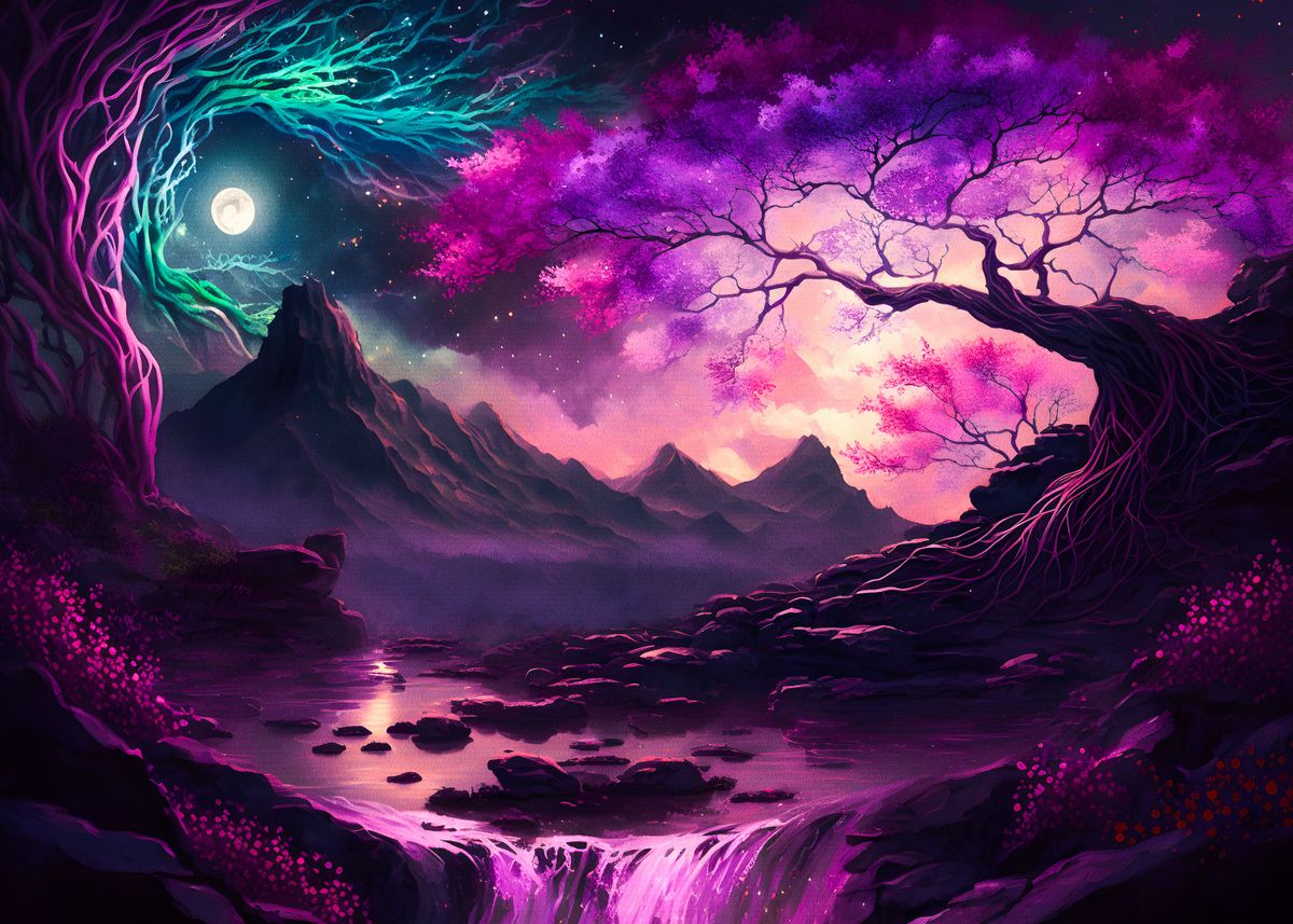 'Japanese nature neon' Poster, picture, metal print, paint by Elz art ...