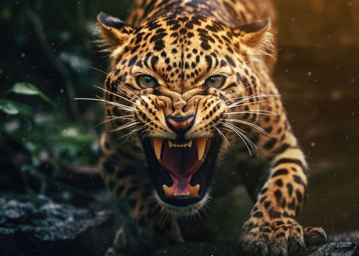 'Ferocious Predator Jaguar' Poster, picture, metal print, paint by ...