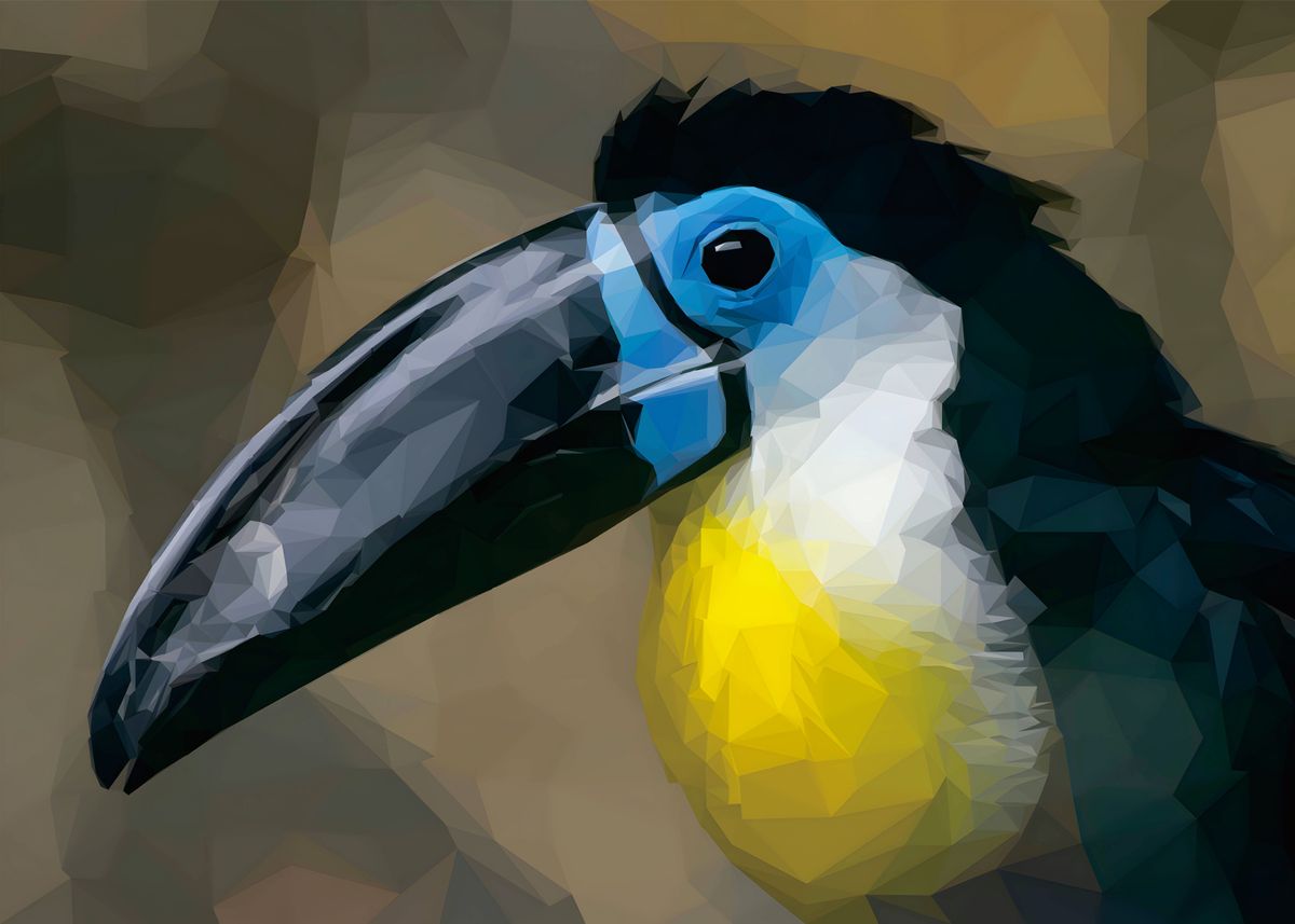 'Low Poly Toucan' Poster, picture, metal print, paint by Yudha | Displate