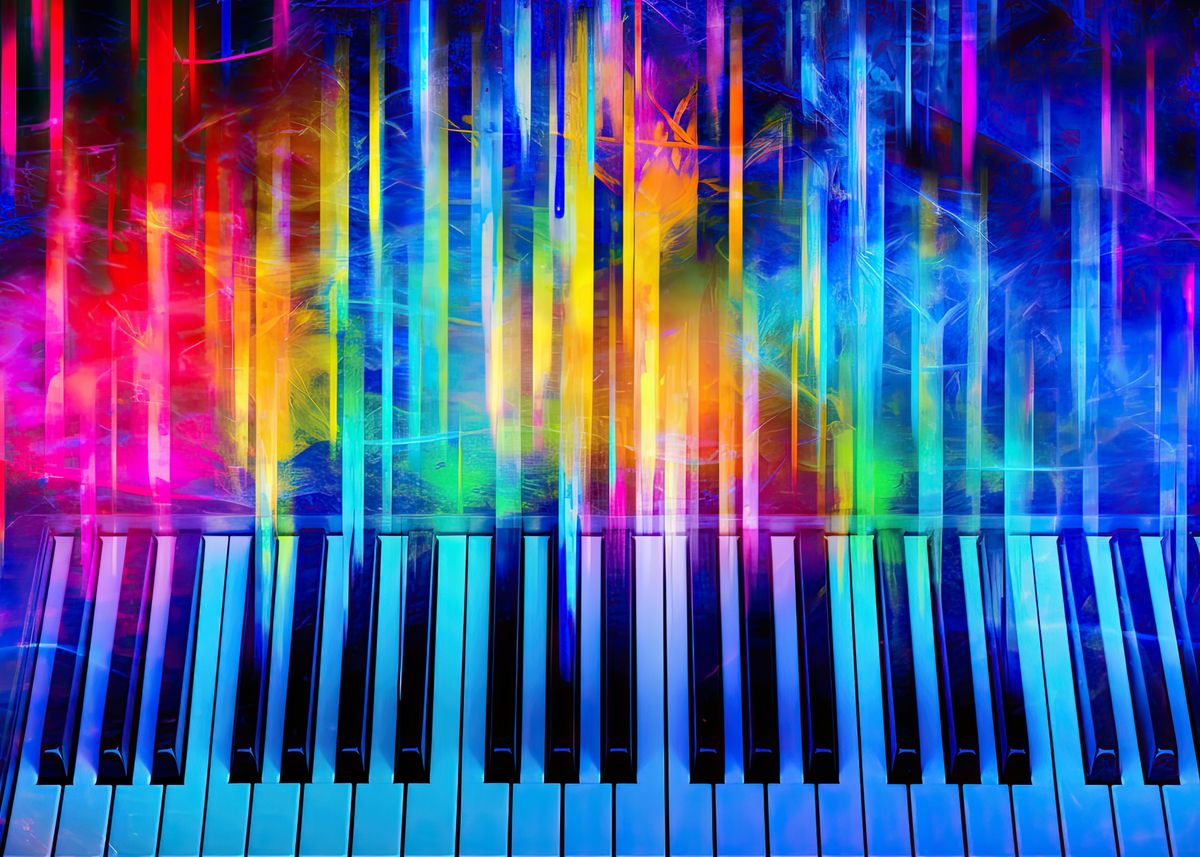 'Glowing Neon Piano Chords' Poster by Jensen Art | Displate