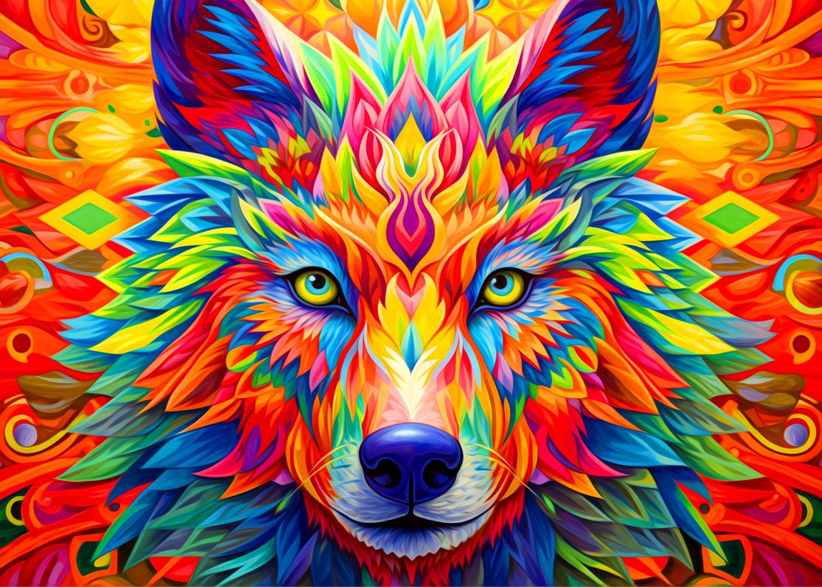 'Colorful Wolf' Poster, picture, metal print, paint by huy bui | Displate