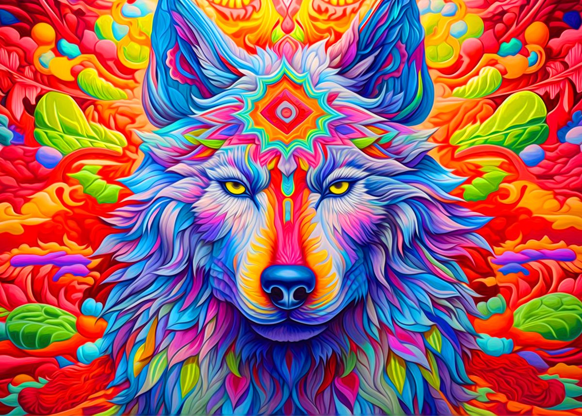 'Colorful Wolf' Poster, picture, metal print, paint by huy bui | Displate