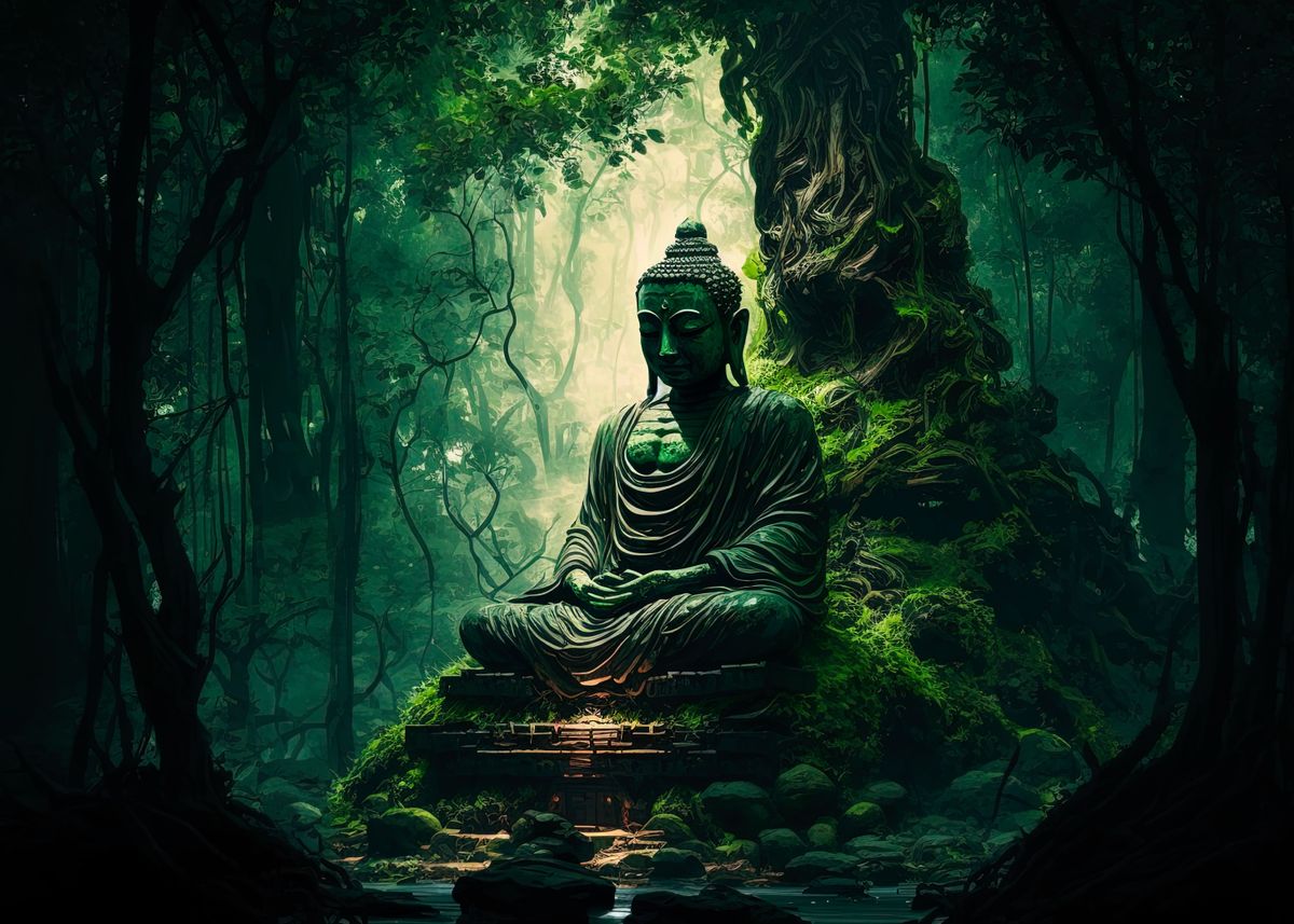 'Buddha in nature' Poster, picture, metal print, paint by Bailey DHeath ...