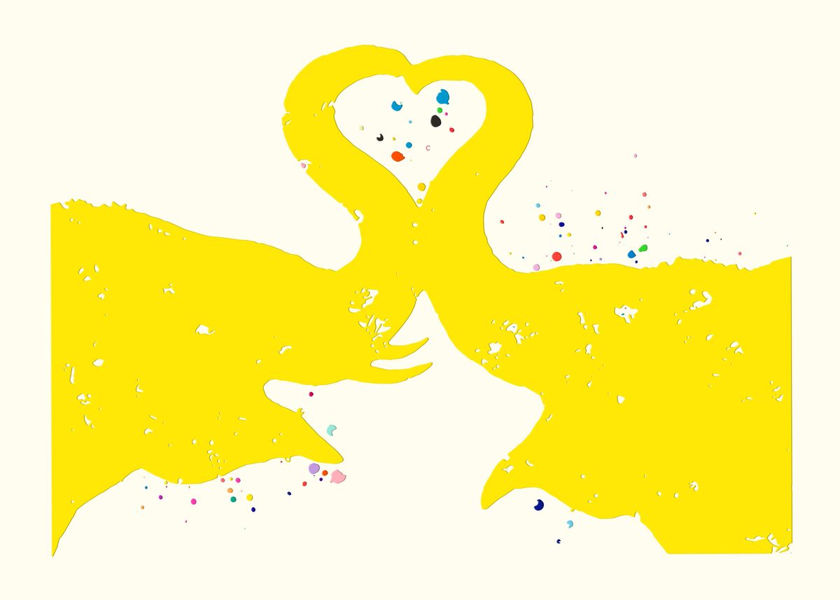 'Elephant KISS 2 Love Art' Poster, picture, metal print, paint by ...