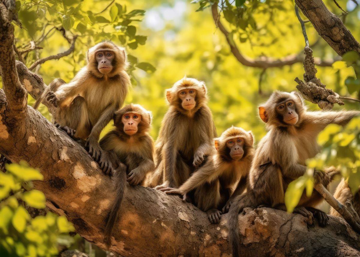 'Sweet Little Monkeys' Poster, picture, metal print, paint by ...