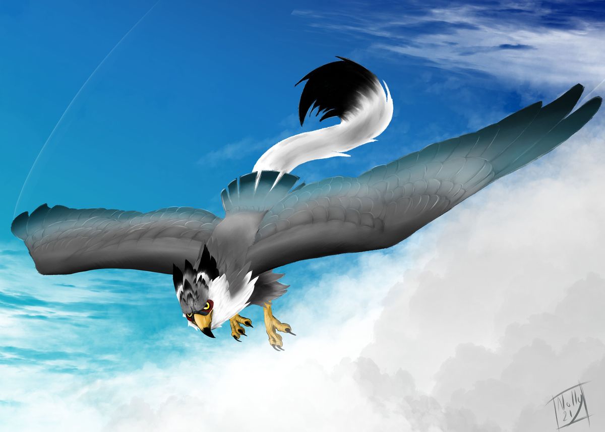 'Griffon above the clouds' Poster, picture, metal print, paint by ...