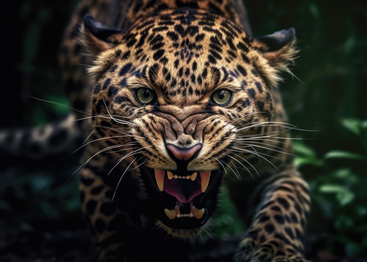 'Ferocious Predator Jaguar' Poster, picture, metal print, paint by ...