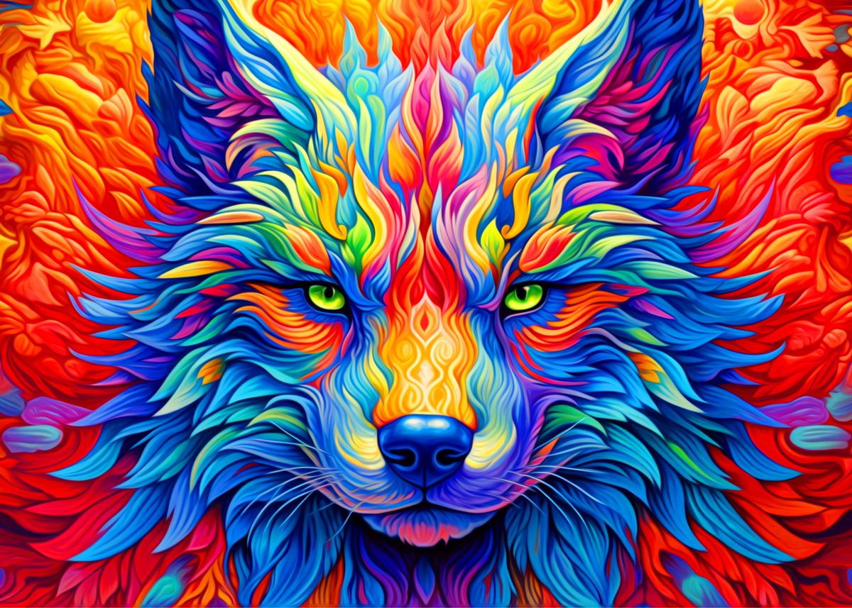 'Colorful Wolf' Poster, picture, metal print, paint by huy bui | Displate