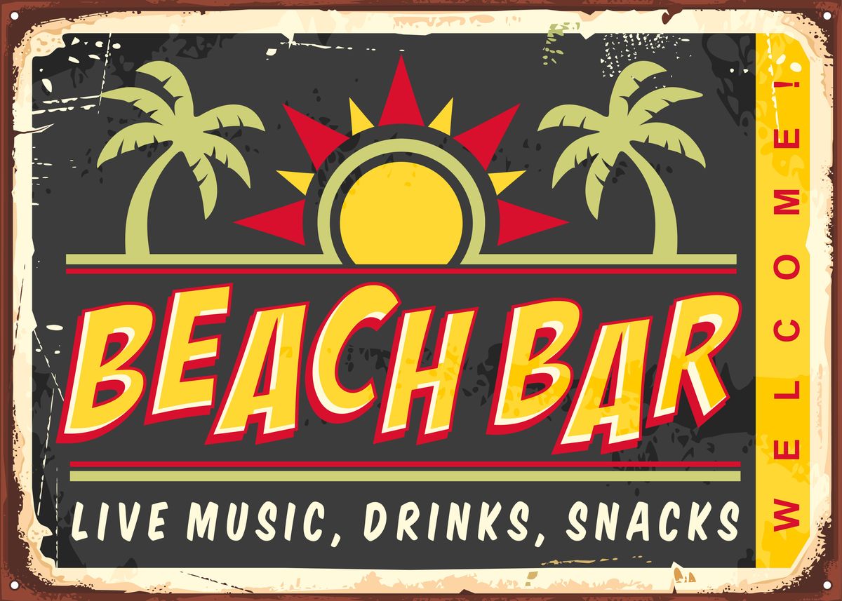 'Beach Bar retro sign' Poster by Anil Gamble | Displate