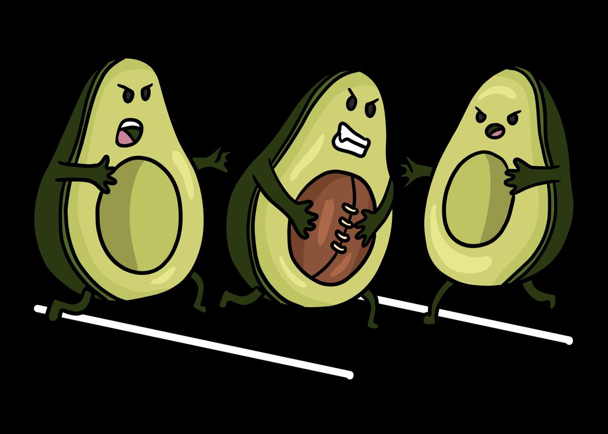 'Avocado American Football' Poster, picture, metal print, paint by ...