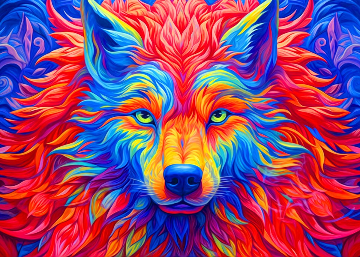 'Colorful Wolf' Poster by huy bui | Displate