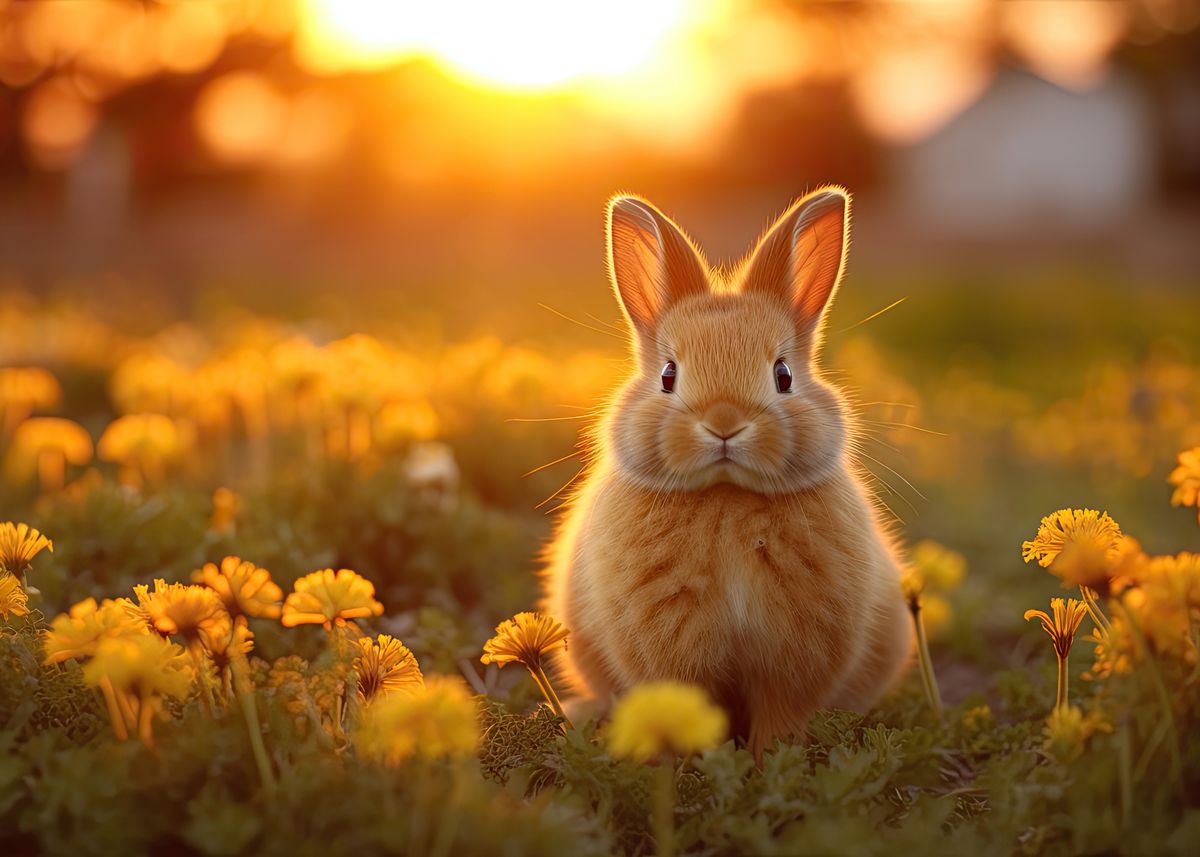 'Fluffy Cute Bunny' Poster, picture, metal print, paint by ...