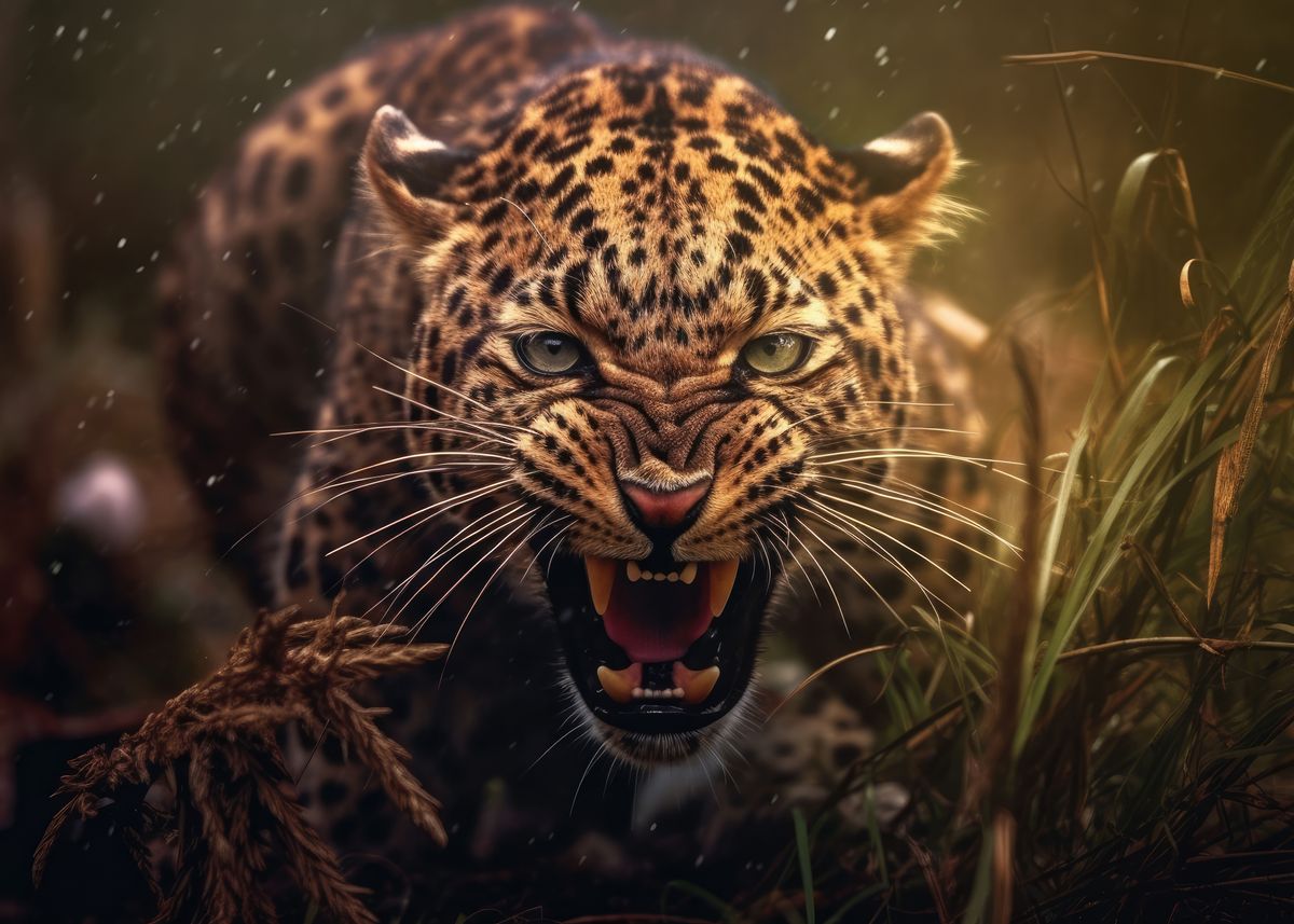 'Ferocious Predator Jaguar' Poster, picture, metal print, paint by ...