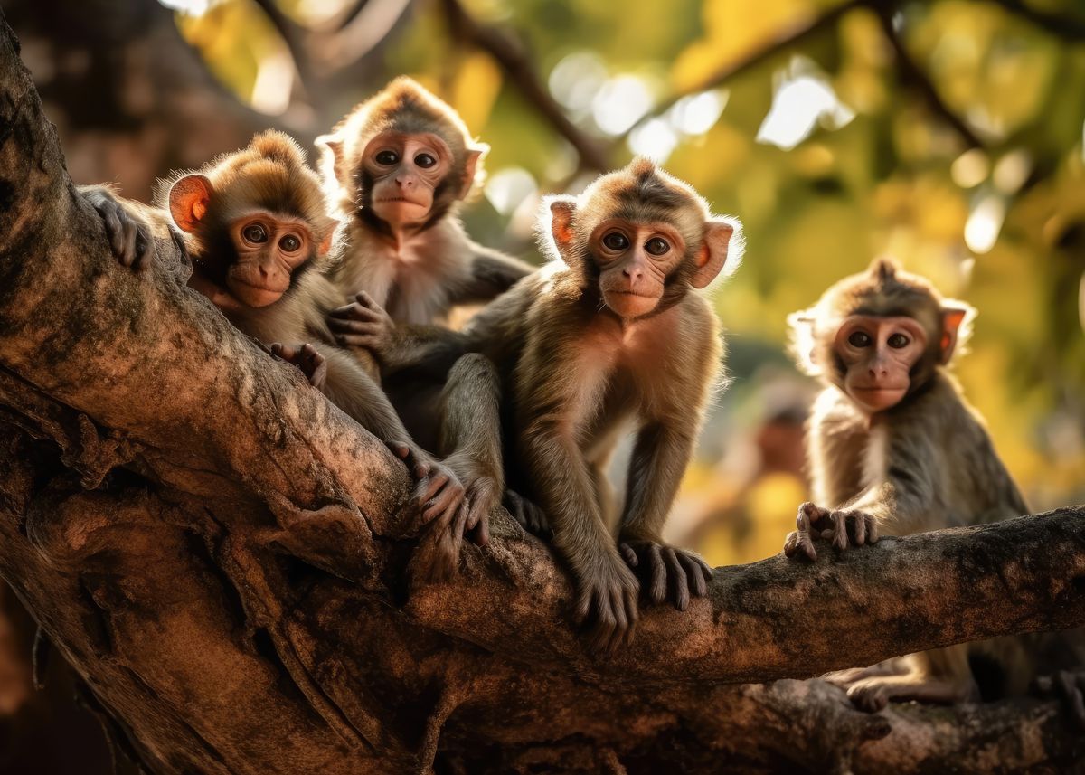 'Sweet Little Monkeys' Poster, picture, metal print, paint by ...