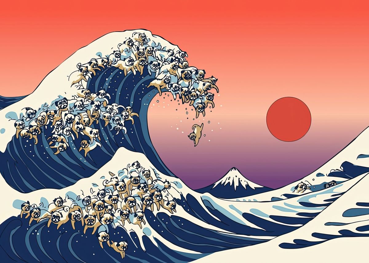 'Japan wave' Poster, picture, metal print, paint by Lech Tristen | Displate