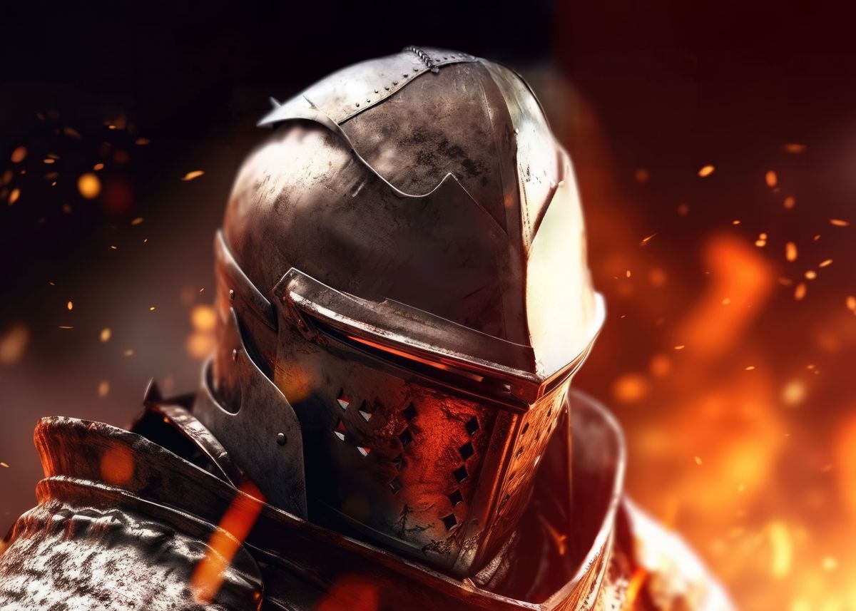 'Flame Knight Blazing Valor' Poster, picture, metal print, paint by ...