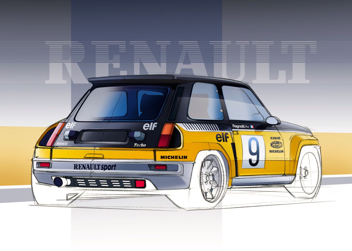 'RENAULT 5 TURBO R5 RALLY' Poster, picture, metal print, paint by Flux ...