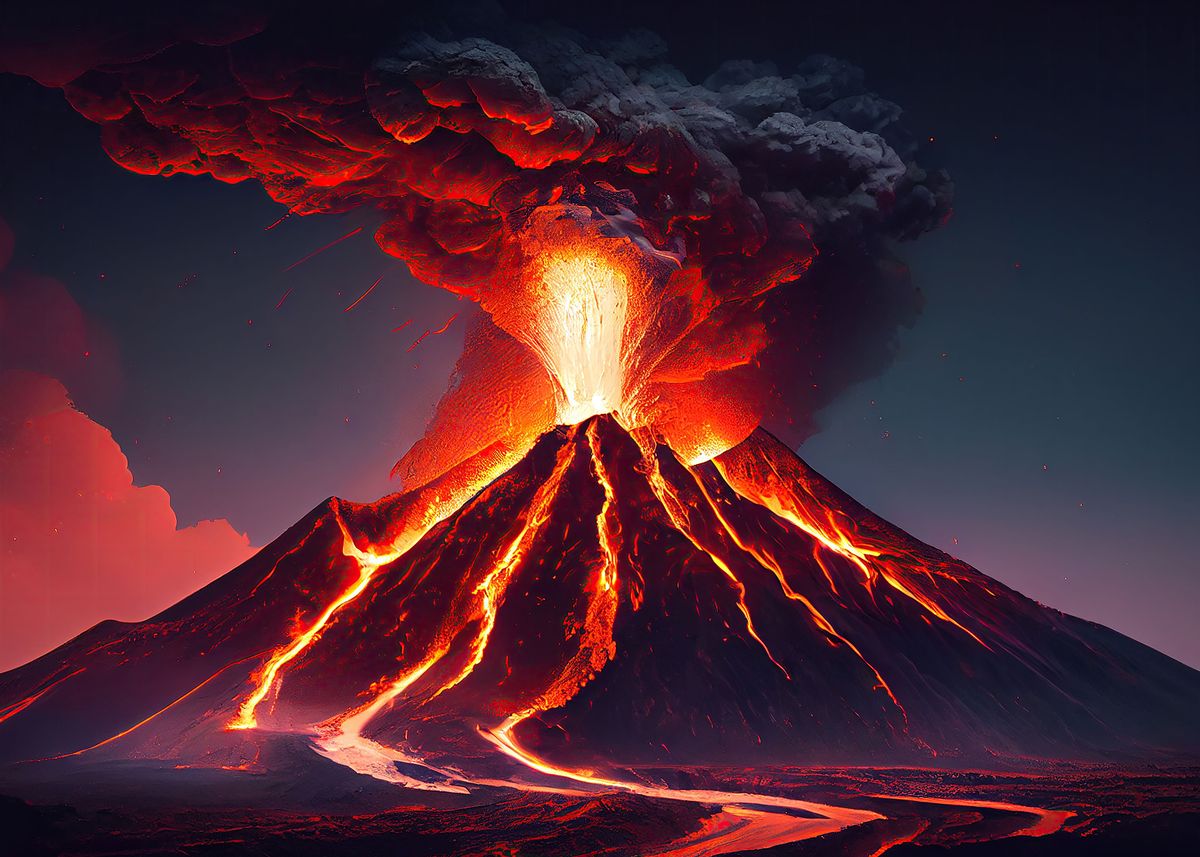 'erupting nature' Poster, picture, metal print, paint by Ava Chia3342 ...