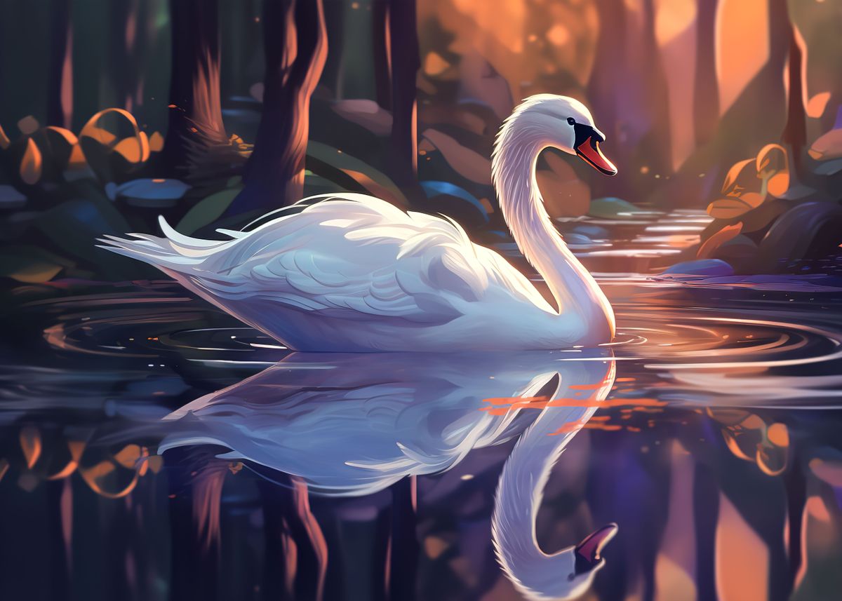 'beautiful swan' Poster, picture, metal print, paint by Coral Blackwell ...