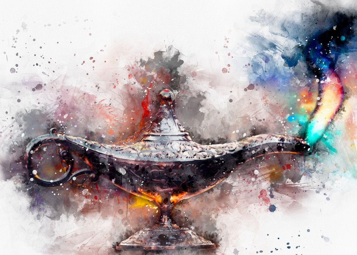 'Magic Lamp White' Poster, picture, metal print, paint by Nikolovi Art ...