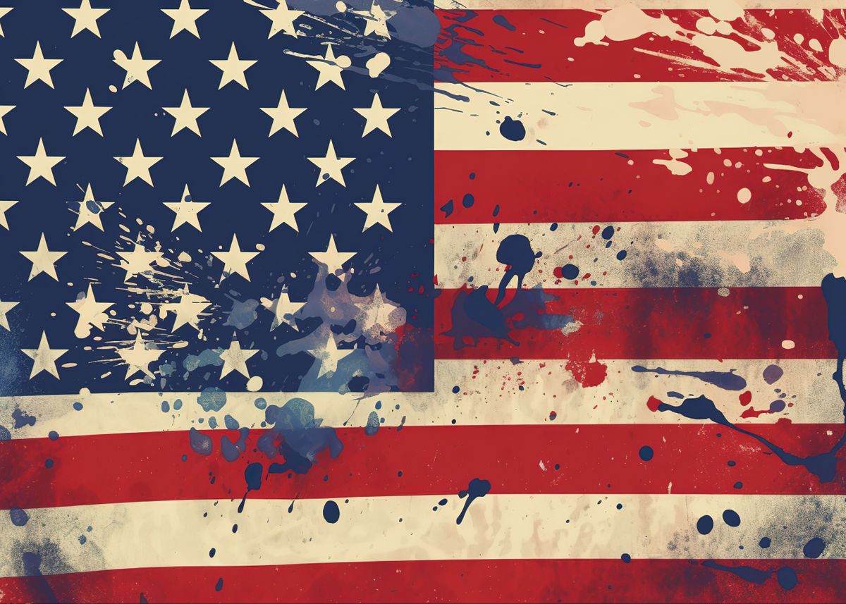 'american flag' Poster, picture, metal print, paint by Philippa Quintero | Displate