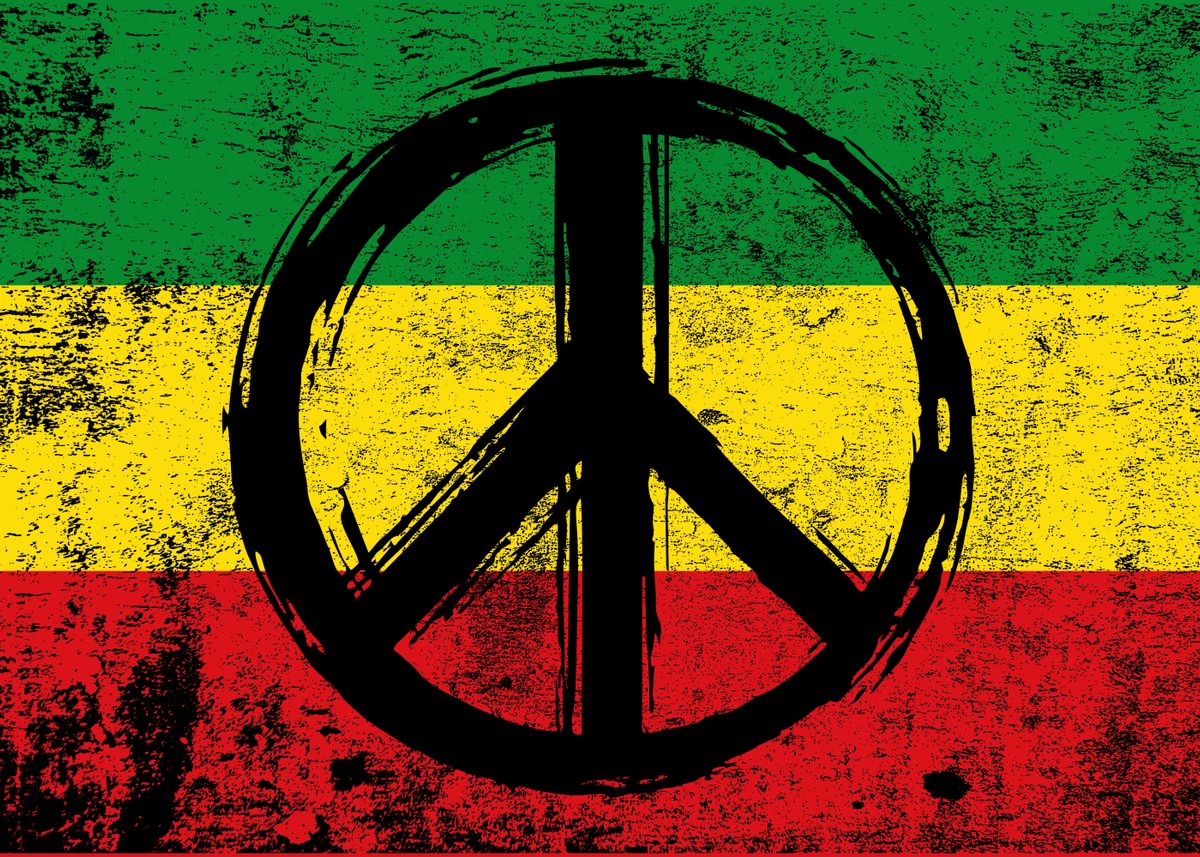 'Peace Symbol Reggae Colors' Poster, picture, metal print, paint by ...