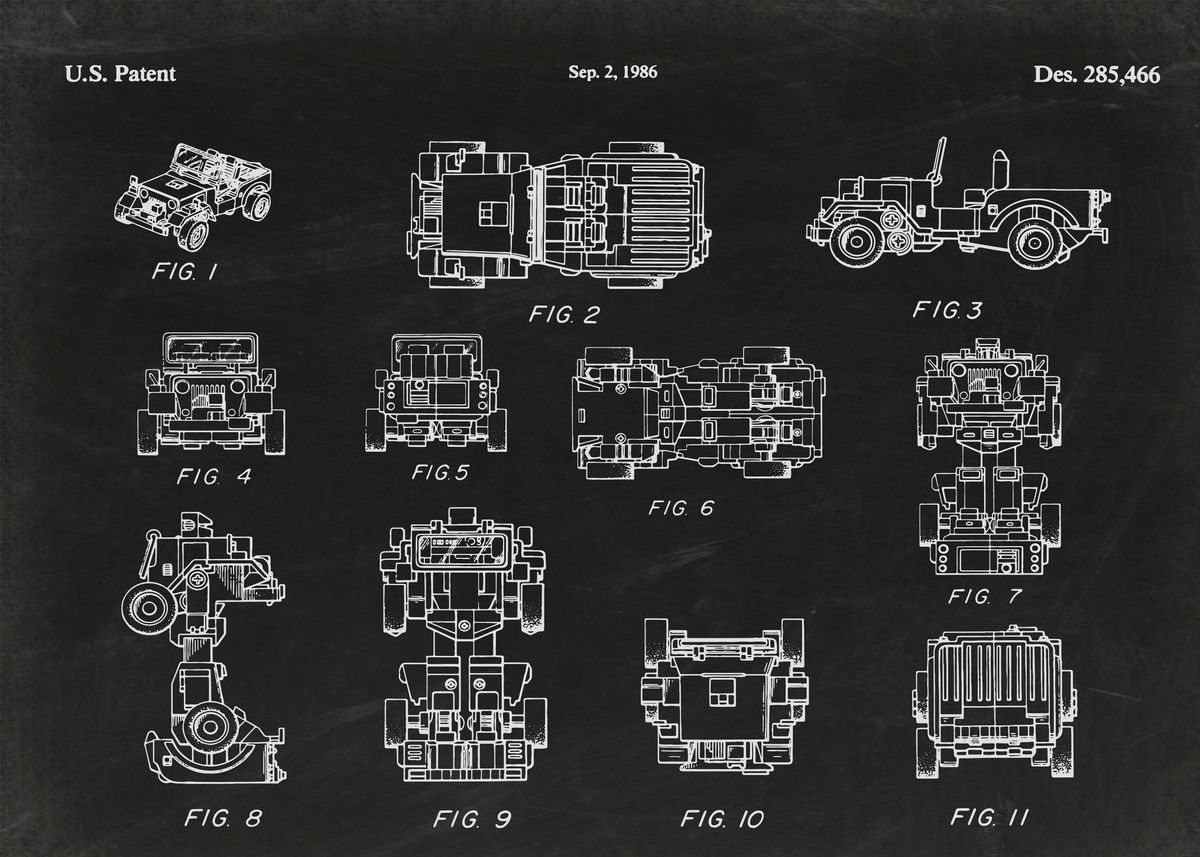 'Jeep Transformer patent' Poster by Cristina Romero | Displate