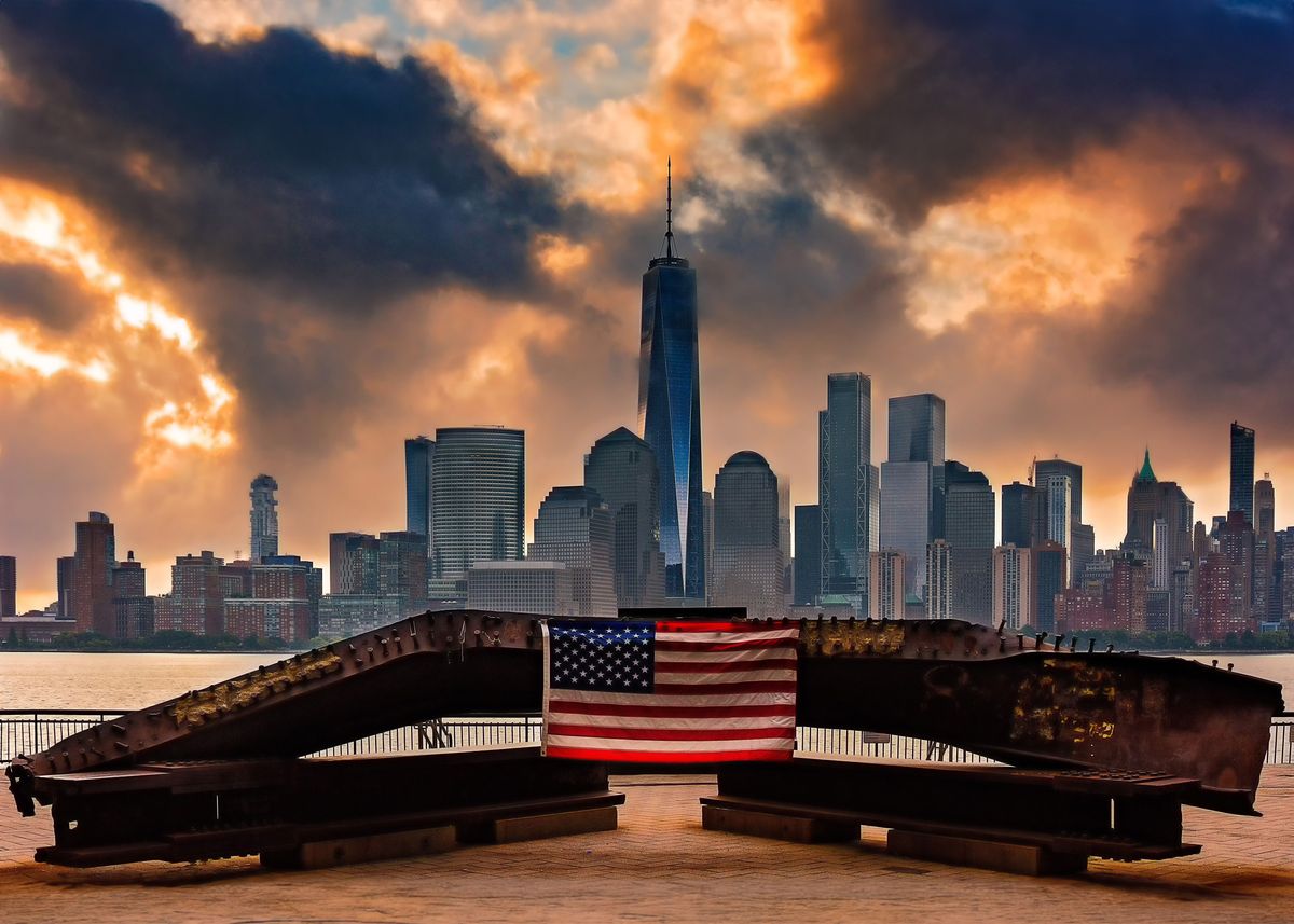 'Freedom Tower USA Flag' Poster, picture, metal print, paint by Planet ...