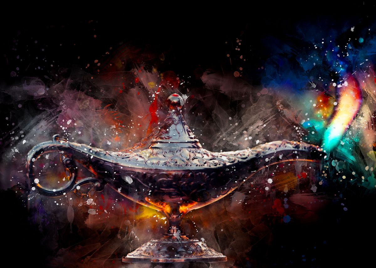 'Magic lamp Black' Poster, picture, metal print, paint by Nikolovi Art ...