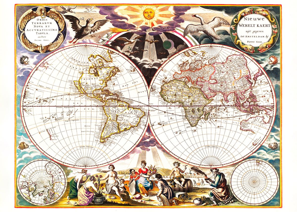 'Orbis Terrarum Nova' Poster, picture, metal print, paint by Mango Art ...