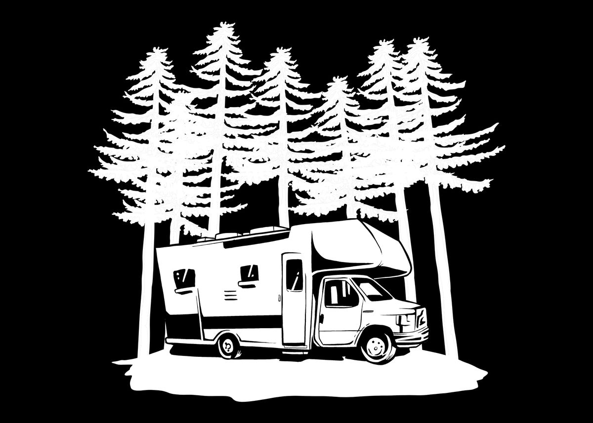 'Rv Camper Trees' Poster, picture, metal print, paint by BobbyBubble ...