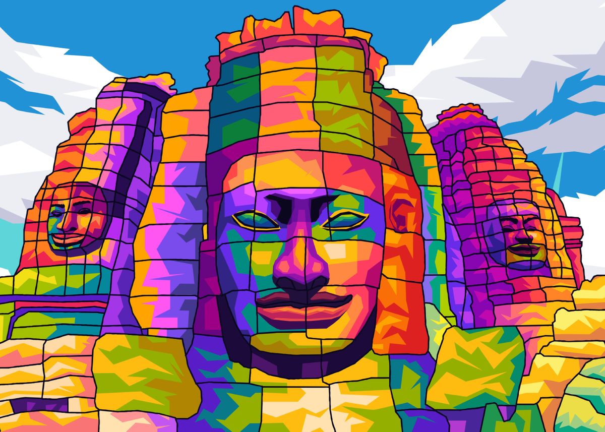 'Aztec Statue Pop art ' Poster, picture, metal print, paint by Rizky ...