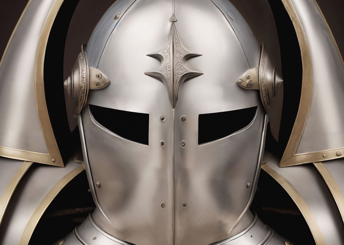 'Medieval armor head helmet' Poster, picture, metal print, paint by ...