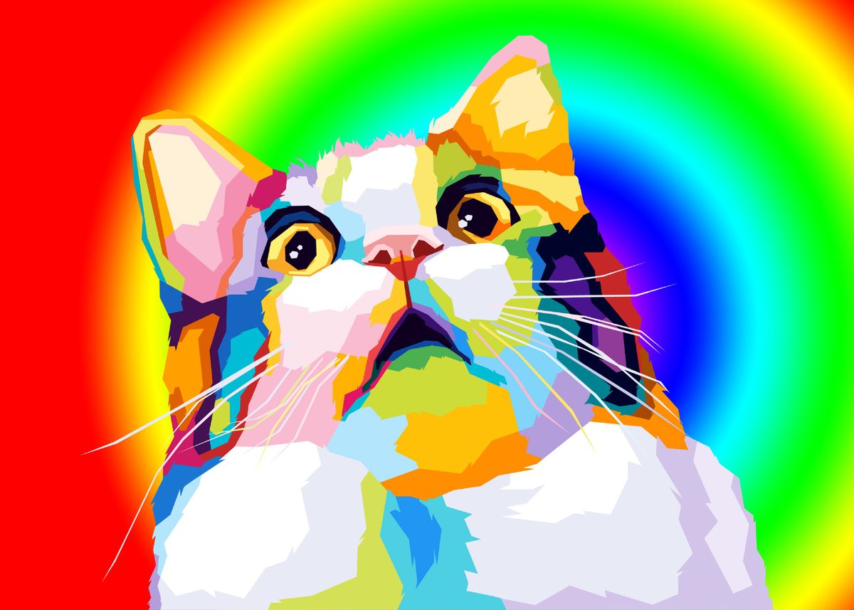 'Cute Cat Meme Pop Art' Poster, picture, metal print, paint by Anthony ...