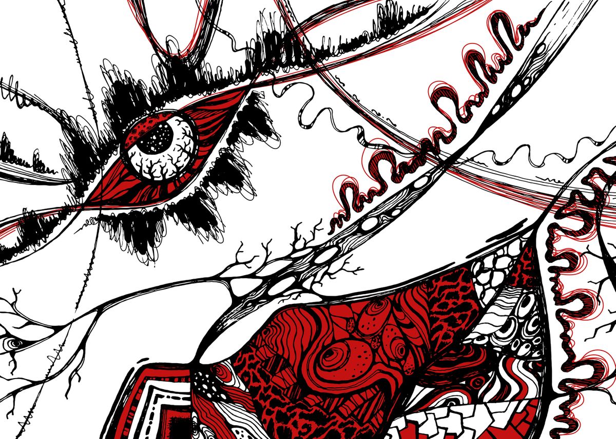 'Geometric abstract face' Poster, picture, metal print, paint by Anna ...