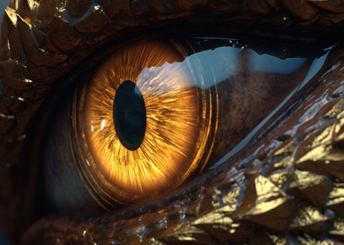 'Gold Dragon Glass Eye ' Poster, picture, metal print, paint by Star ...