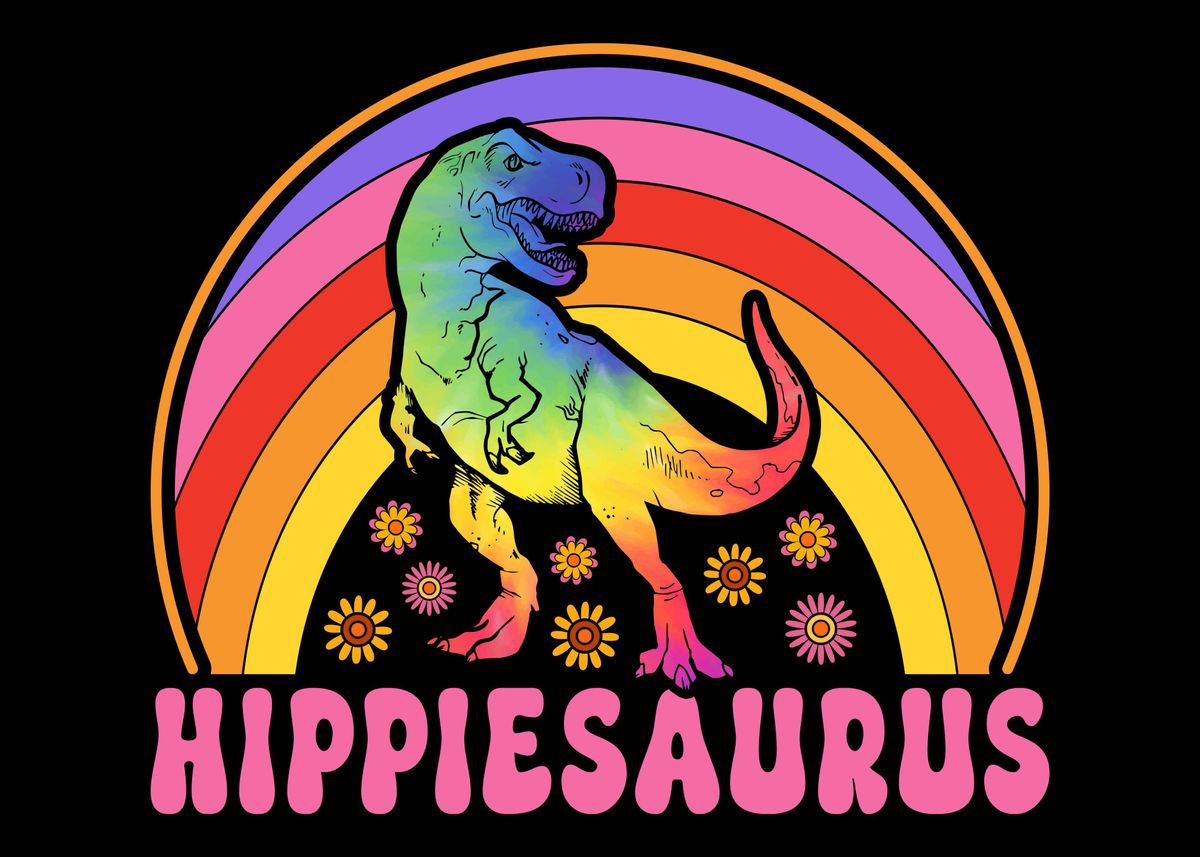 'Funny Hippie Dinosaur Trex' Poster, picture, metal print, paint by ...