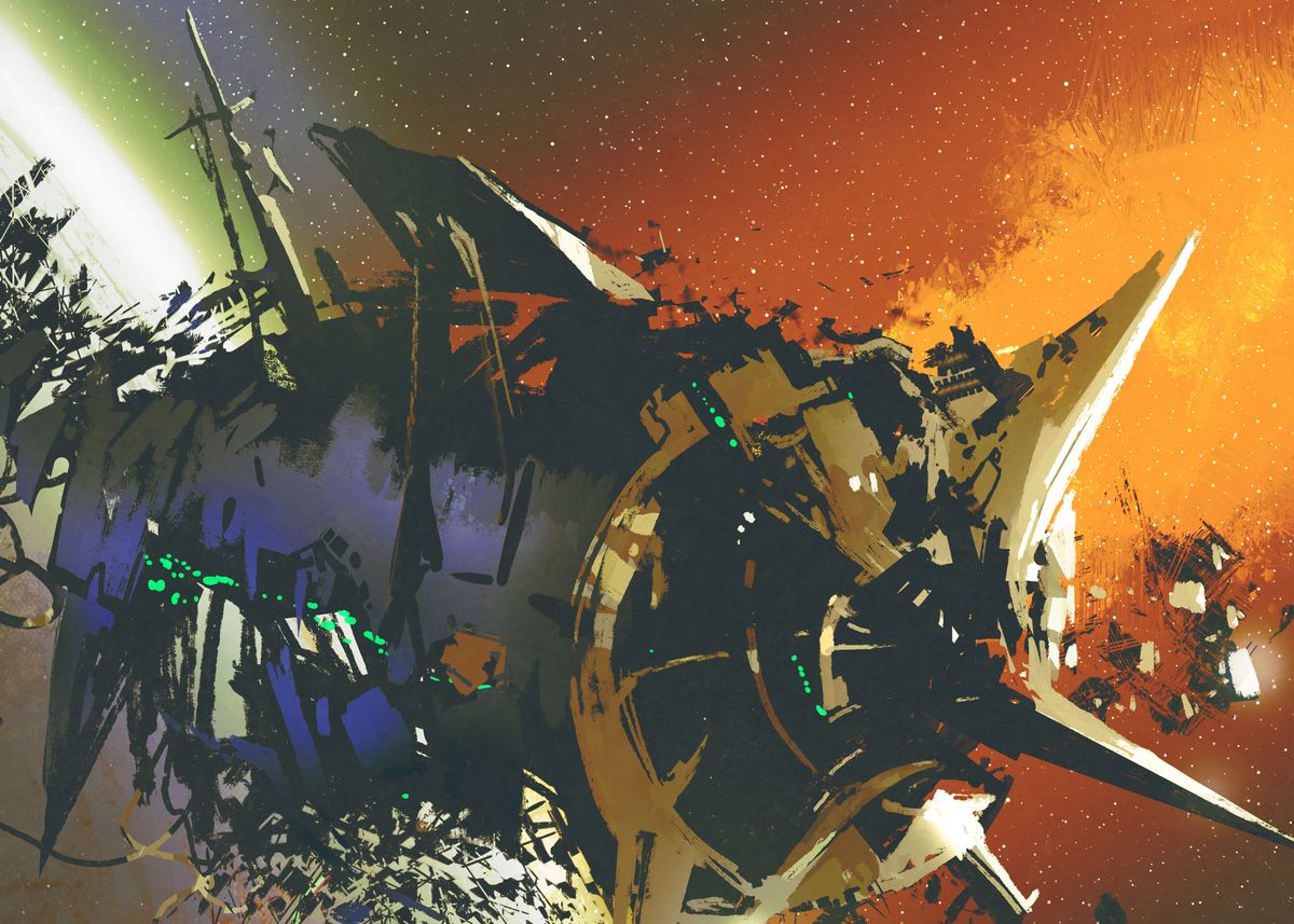 'The damaged spaceship' Poster, picture, metal print, paint by Color ...