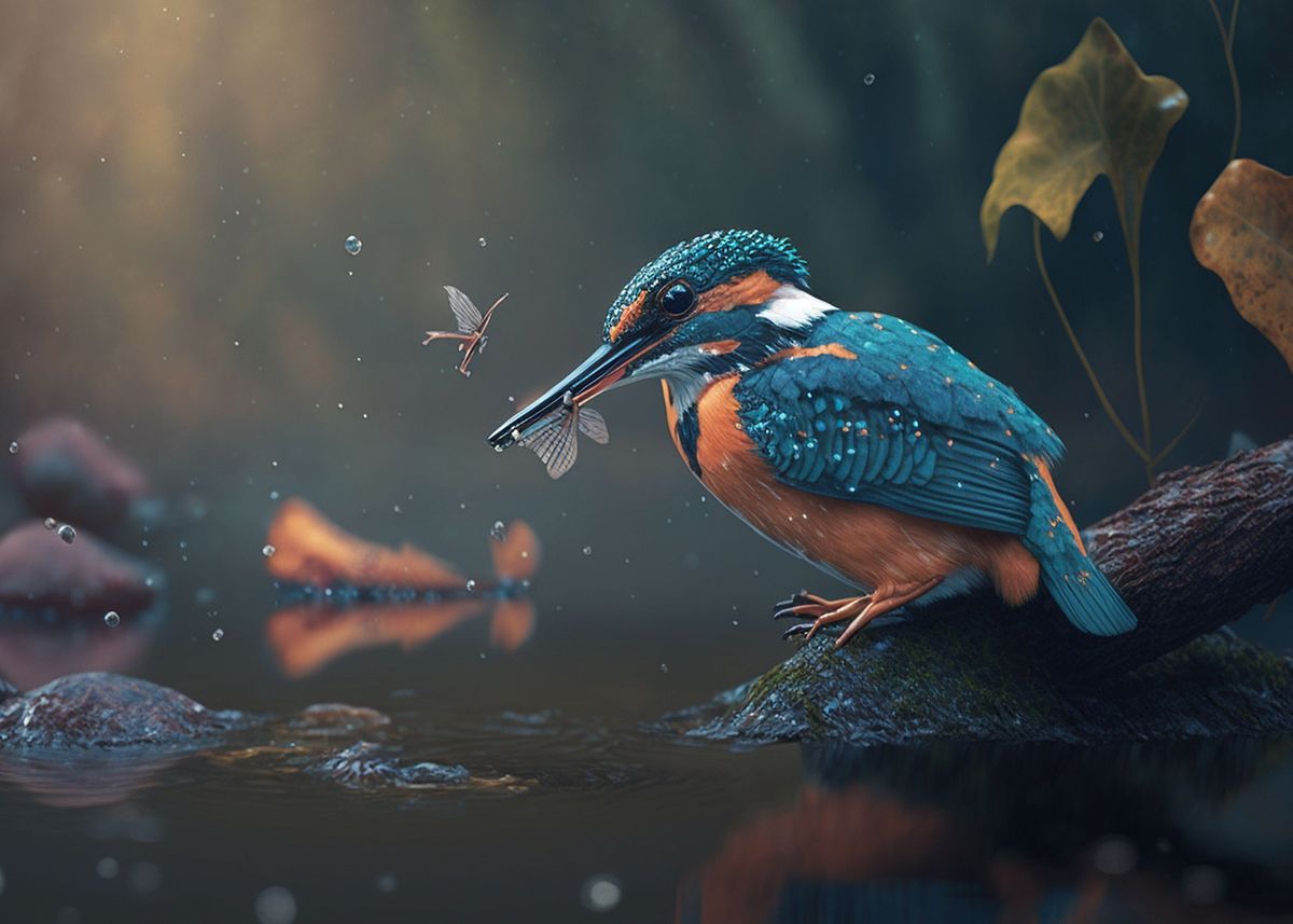 'beautiful bird fire' Poster, picture, metal print, paint by Ava ...