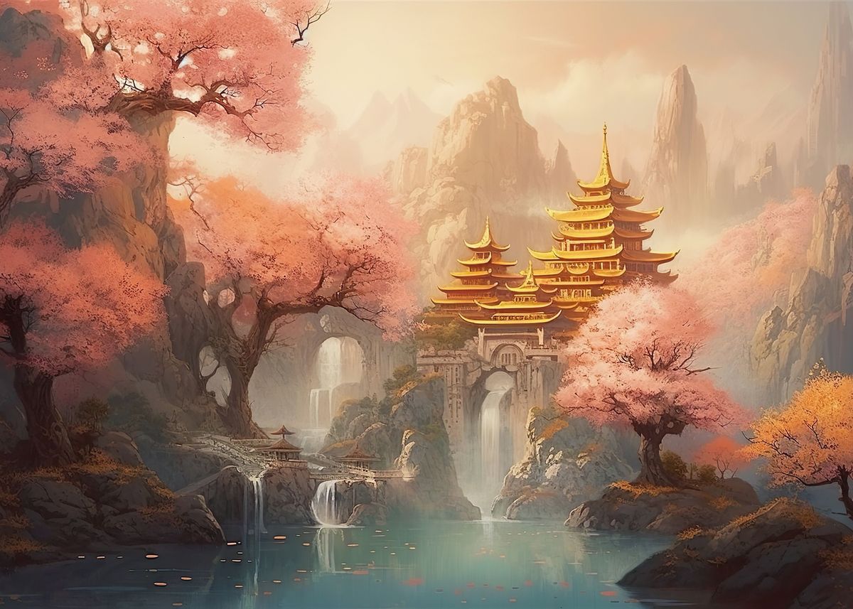 'Golden Temple' Poster, picture, metal print, paint by Quasarai | Displate