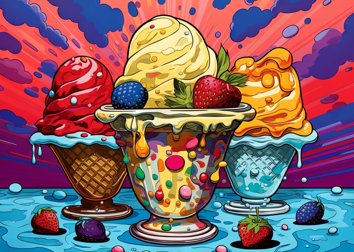 'Ice Cream Sundae' Poster, picture, metal print, paint by Karen Foley ...