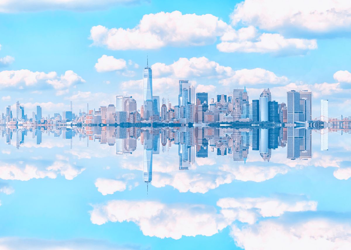 'New York reflection' Poster, picture, metal print, paint by Mango Art | Displate