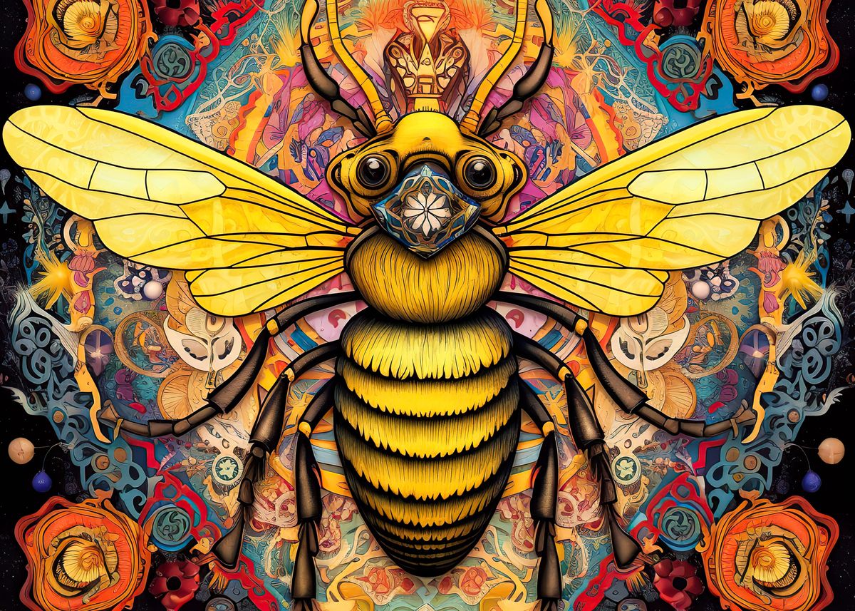 'Psychedelic bee' Poster by Siobhan Lamb | Displate