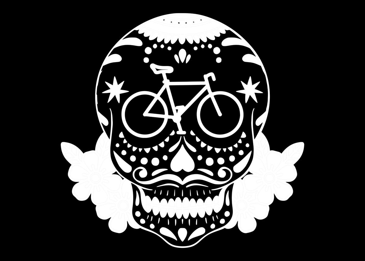 'Cycling Cyclist Skull' Poster, picture, metal print, paint by ...