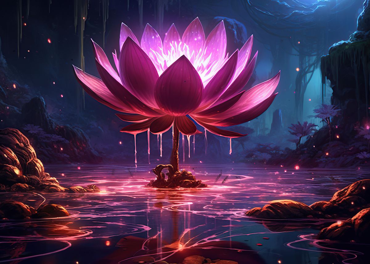 'Magical Lotus Flower' Poster, picture, metal print, paint by Audrey ...