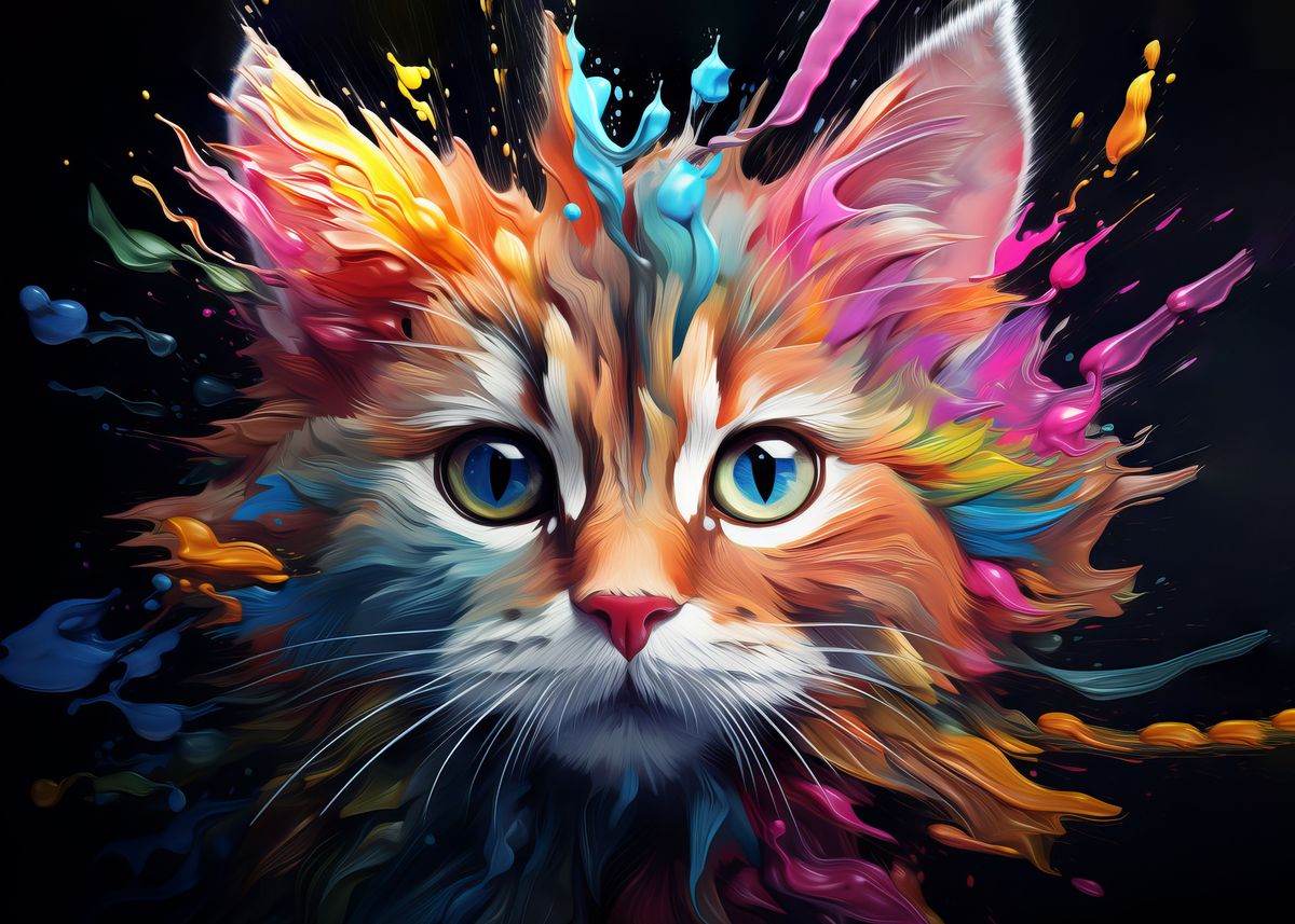 'Splash cat' Poster by Karen Foley | Displate