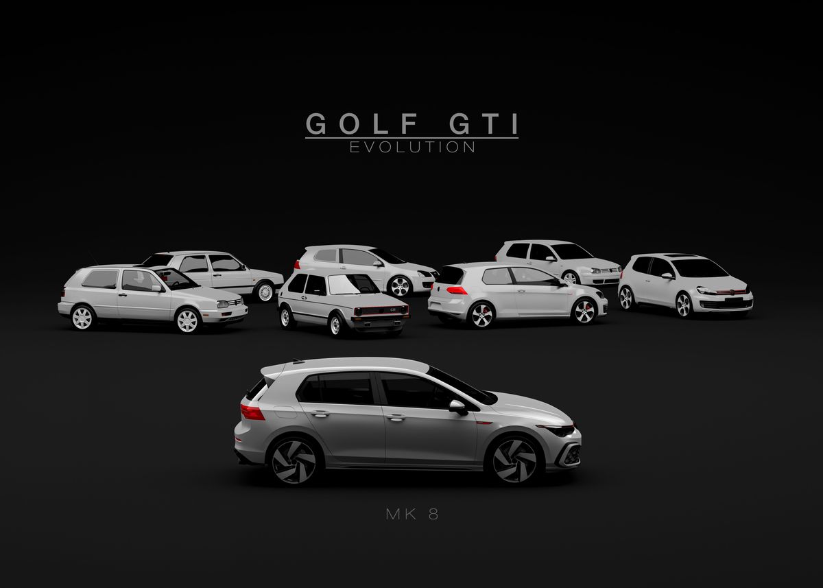 'Golf GTI Evolution MK8 Whi' Poster, picture, metal print, paint by 21 ...