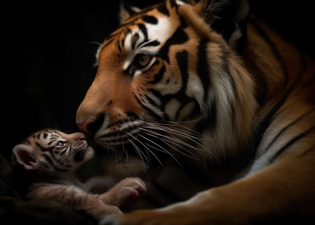 'Tiger Mother and Baby' Poster by mindscapephotos | Displate