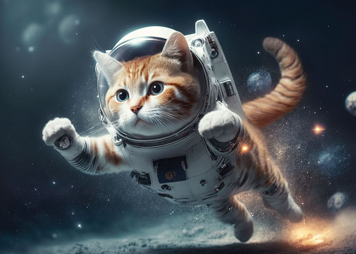 'Space cat ' Poster, picture, metal print, paint by Chad Walker | Displate